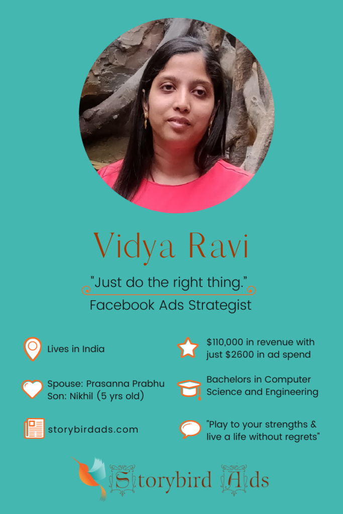 Vidya Ravi FB Ads Strategist Supreme - Inspiring Mompreneurs